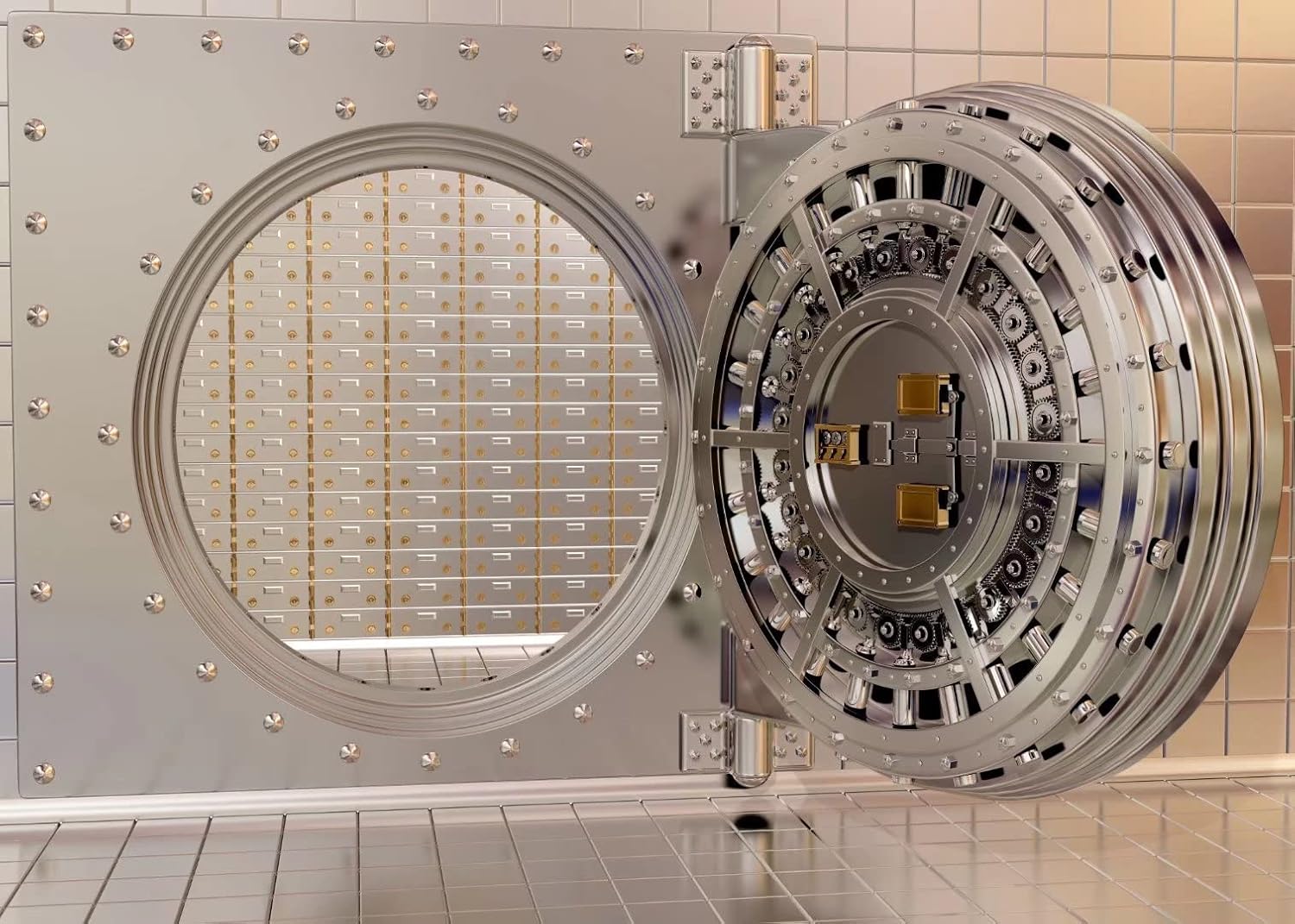 Amazon.com: BELECO 15x8ft Fabric Bank Vault Backdrop Round Metallic ...