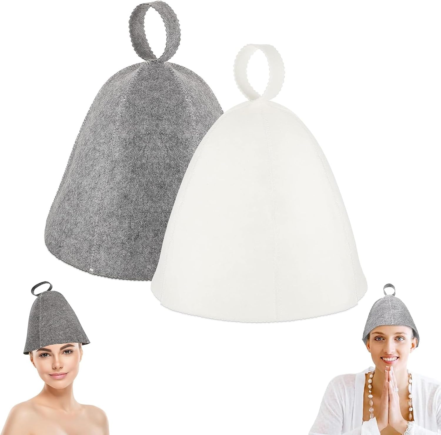2 PCS Sauna Hat, Original Wool Sauna Hat for Women and Men, Comfortable ...