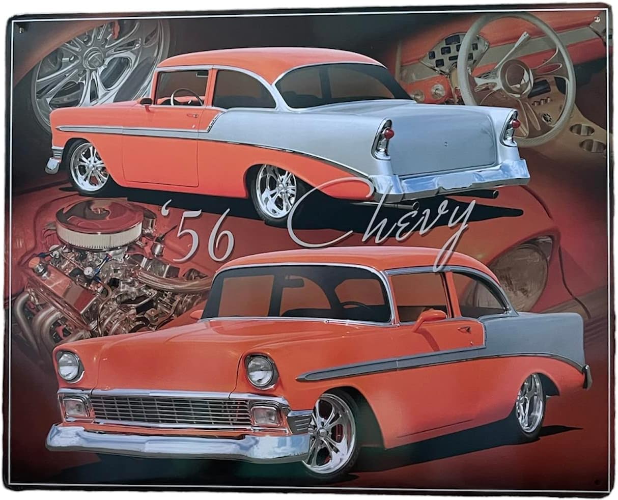 Amazon.com: Vintage Retro '56 Chevy 12" X 15" Metal Sign Man Cave Decor ...