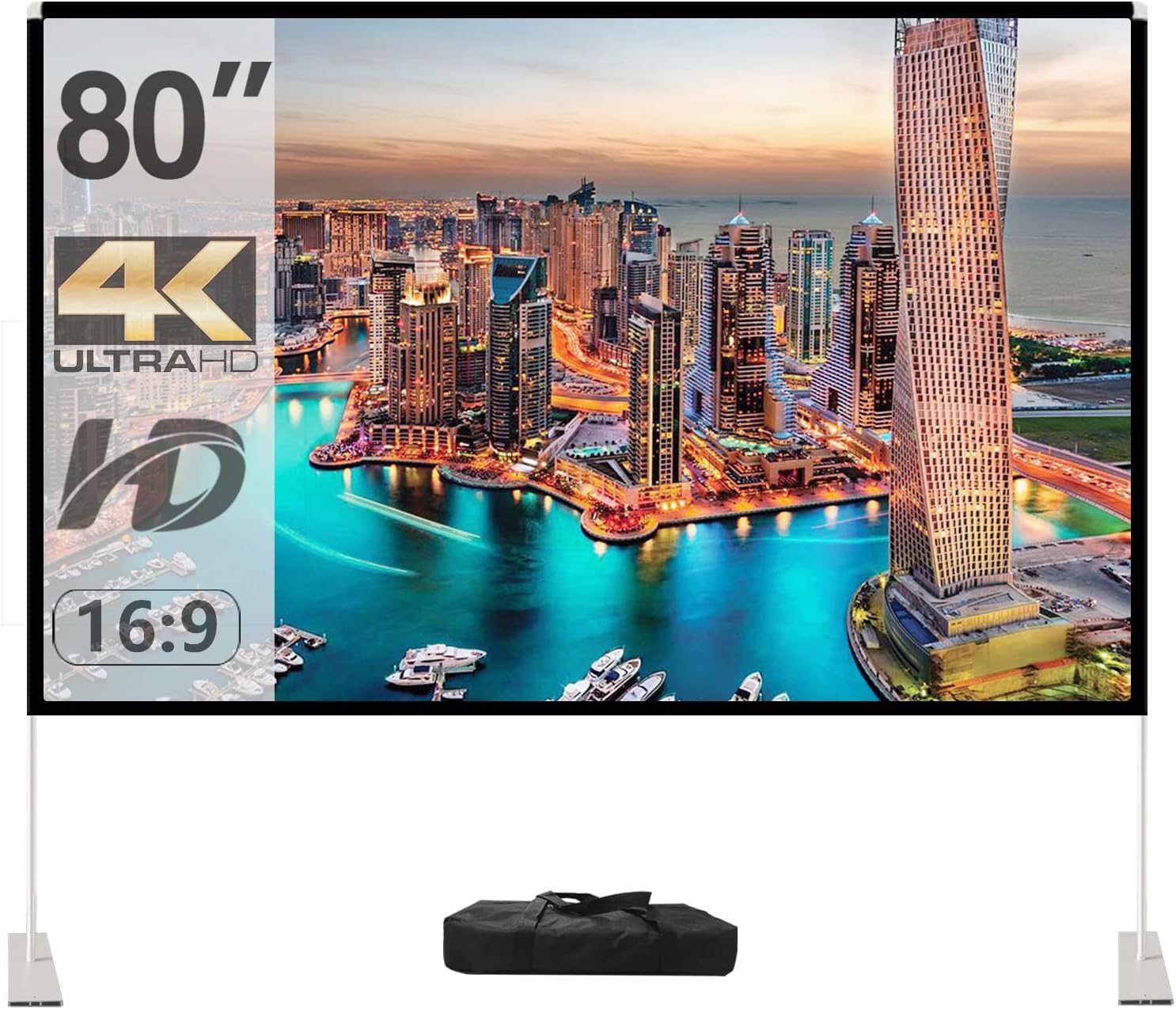 Amazon.com: Projector Screen with Stand 80 inch Portable Projection ...