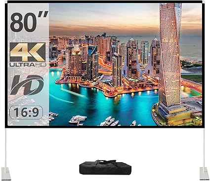 Amazon.com: Projector Screen with Stand 80 inch Portable Projection ...