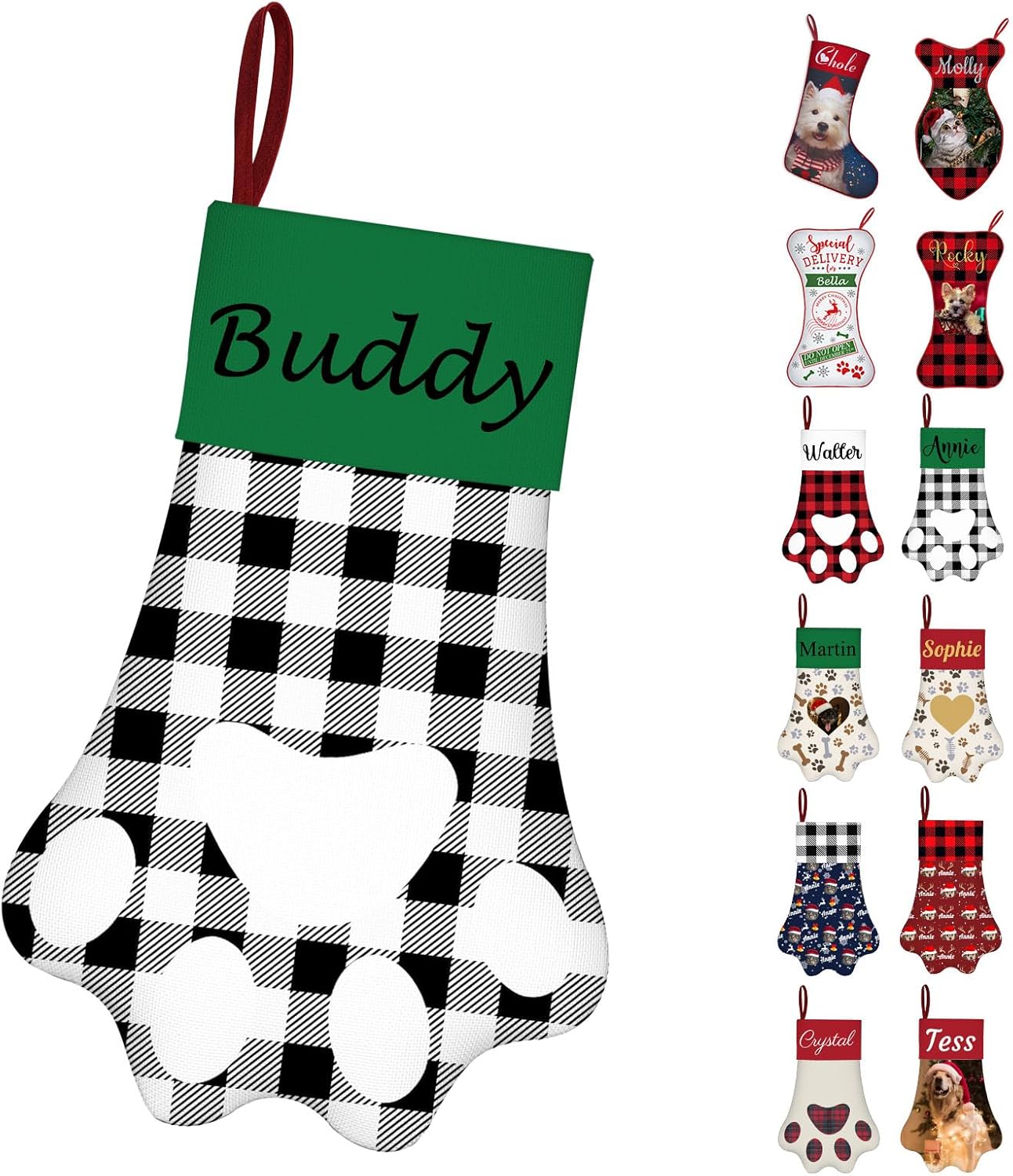Amazon.com: PFTPOW Dog Christmas Stocking Personalized with Name Photo ...