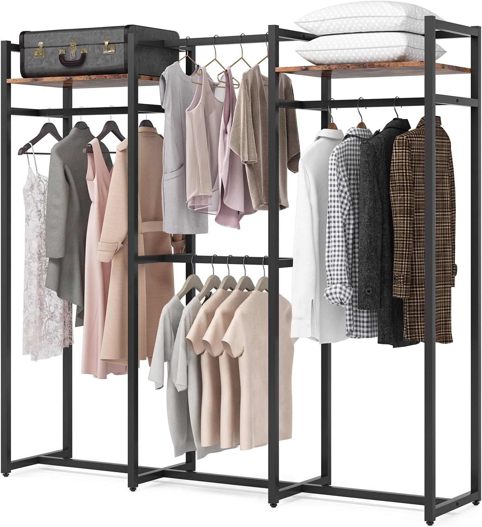 Amazon.com: Tribesigns 86 inches Double Rod Closet Organizer ...