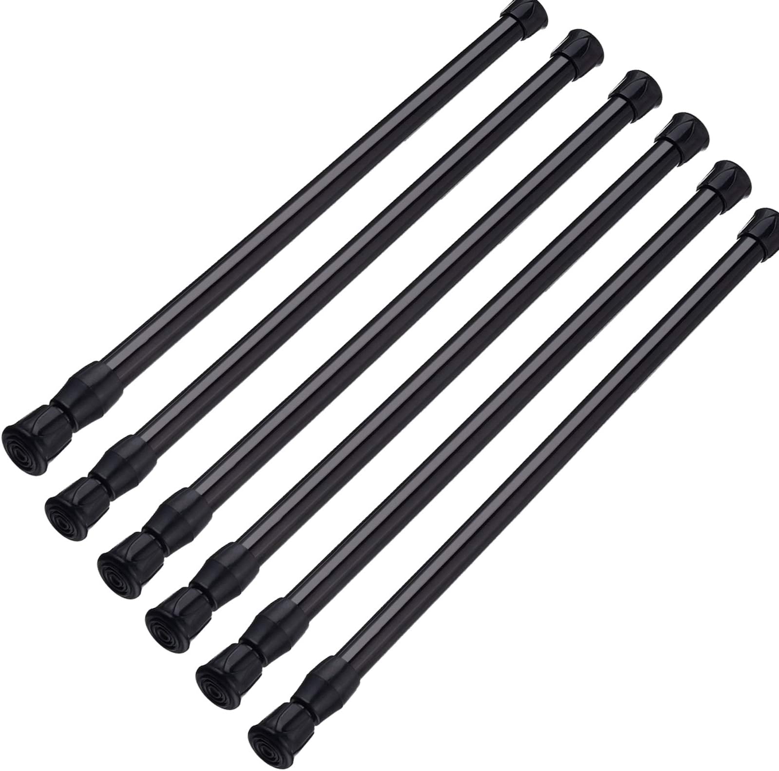SIQUK 6 Pack Tension Rods Adjustable Spring Cupboard Bars Black ...