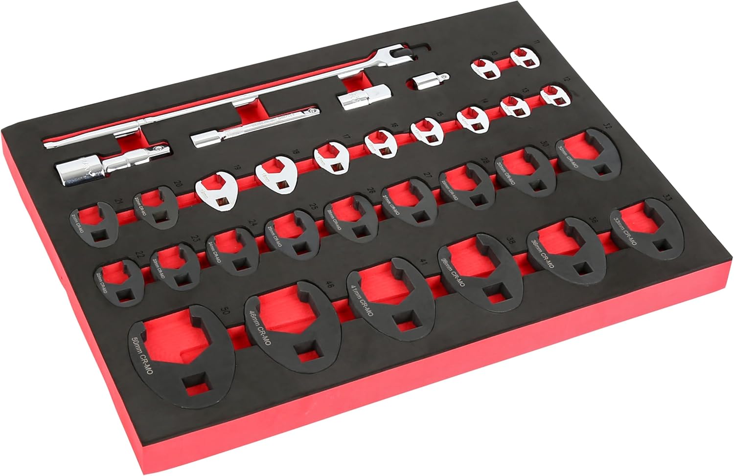 Neilsen 32PC Crow Foot Wrench Set - Comprehensive CR-MO Collection for 3/8", 1/2", 3/4" Drives ...