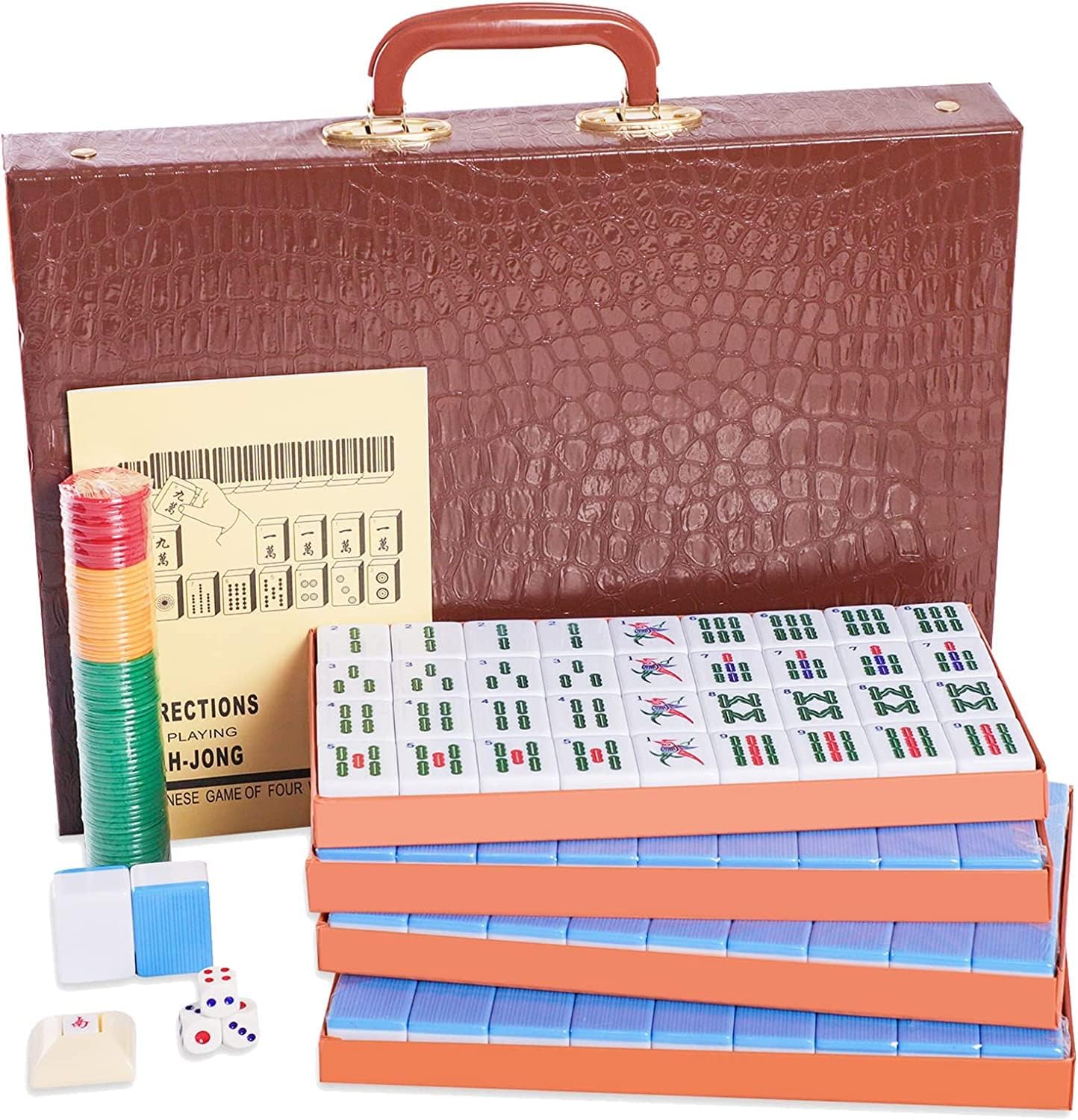 Amazon.co.jp: Mahjong Chinese Mahjong Set Professional Mahjong Game Set ...