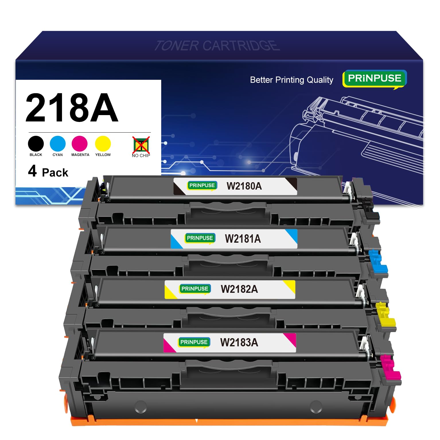 Amazon.com: PRINPUSE 218A Toner Cartridge 4 Pack (no Chip) 3301fdw ...