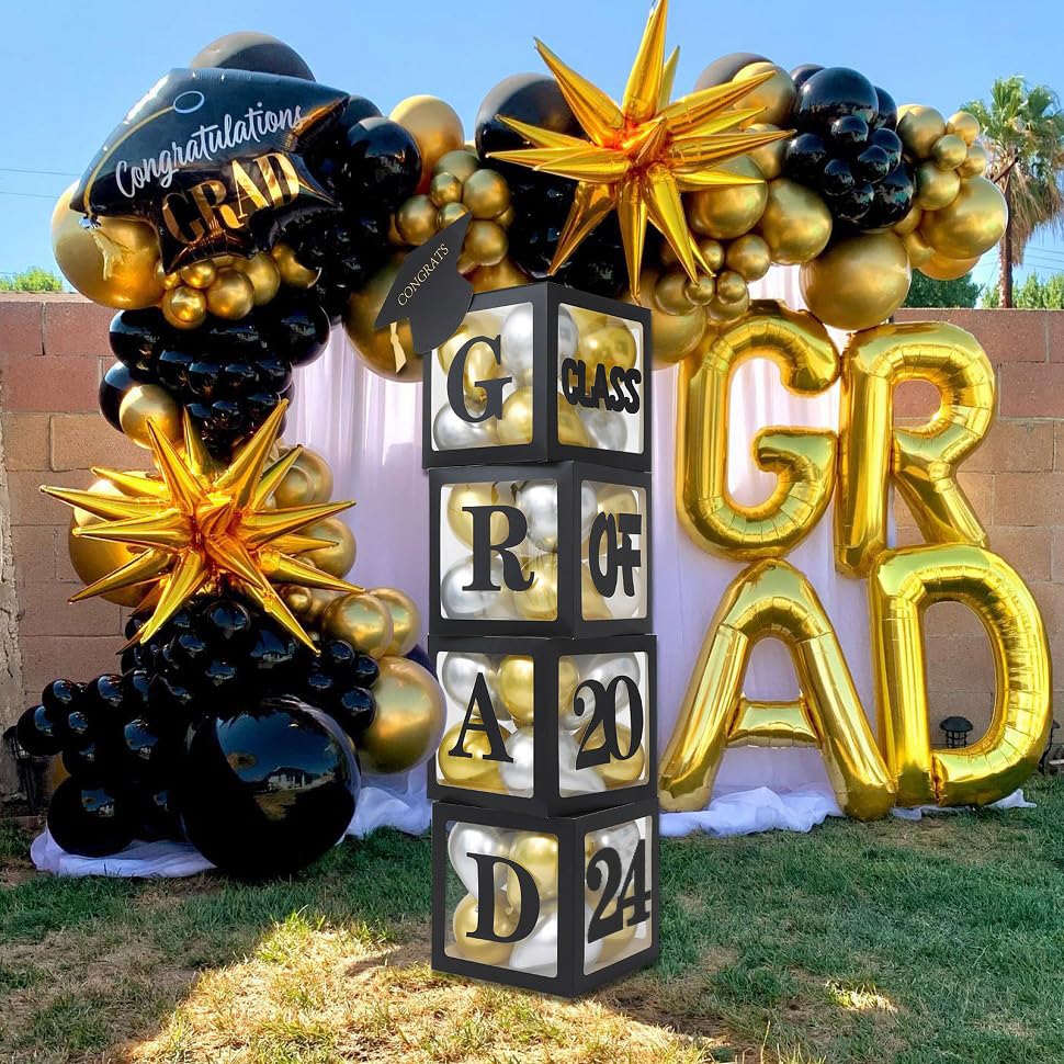 Snapklik.com : 2024 Graduation Balloon Boxes Decorations, 4 Pieces ...