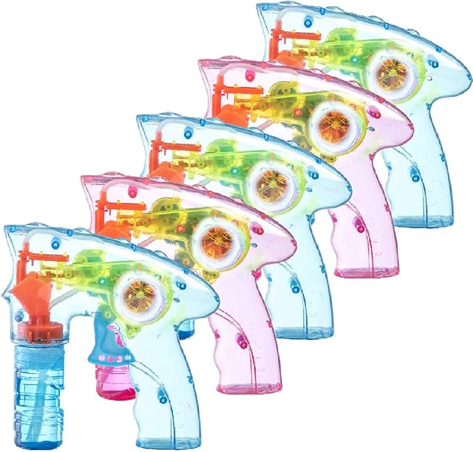 Amazon.com: Prextex Multicolor Wind Up Bubble Gun for Kids, 5pk - LED ...