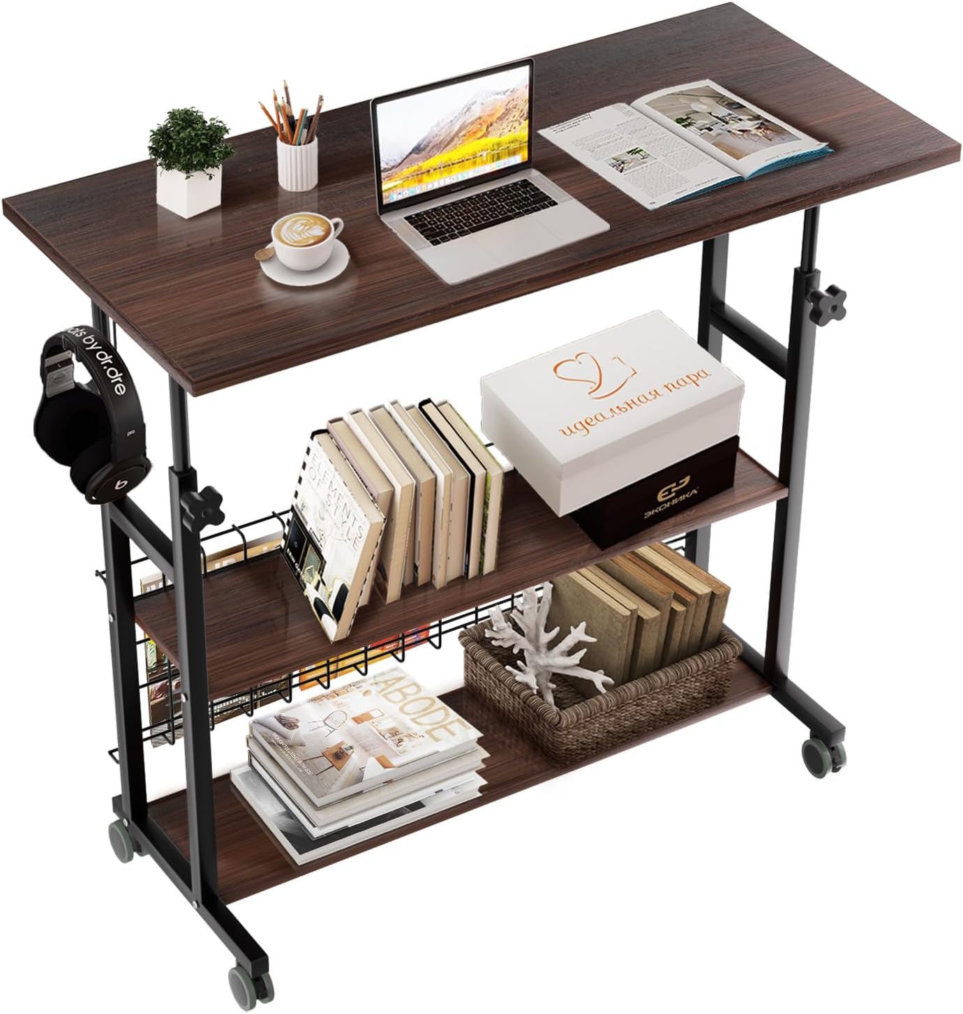 Amazon.com: AIZ Laptop Storage for Small Spaces Mobile Rolling Computer ...