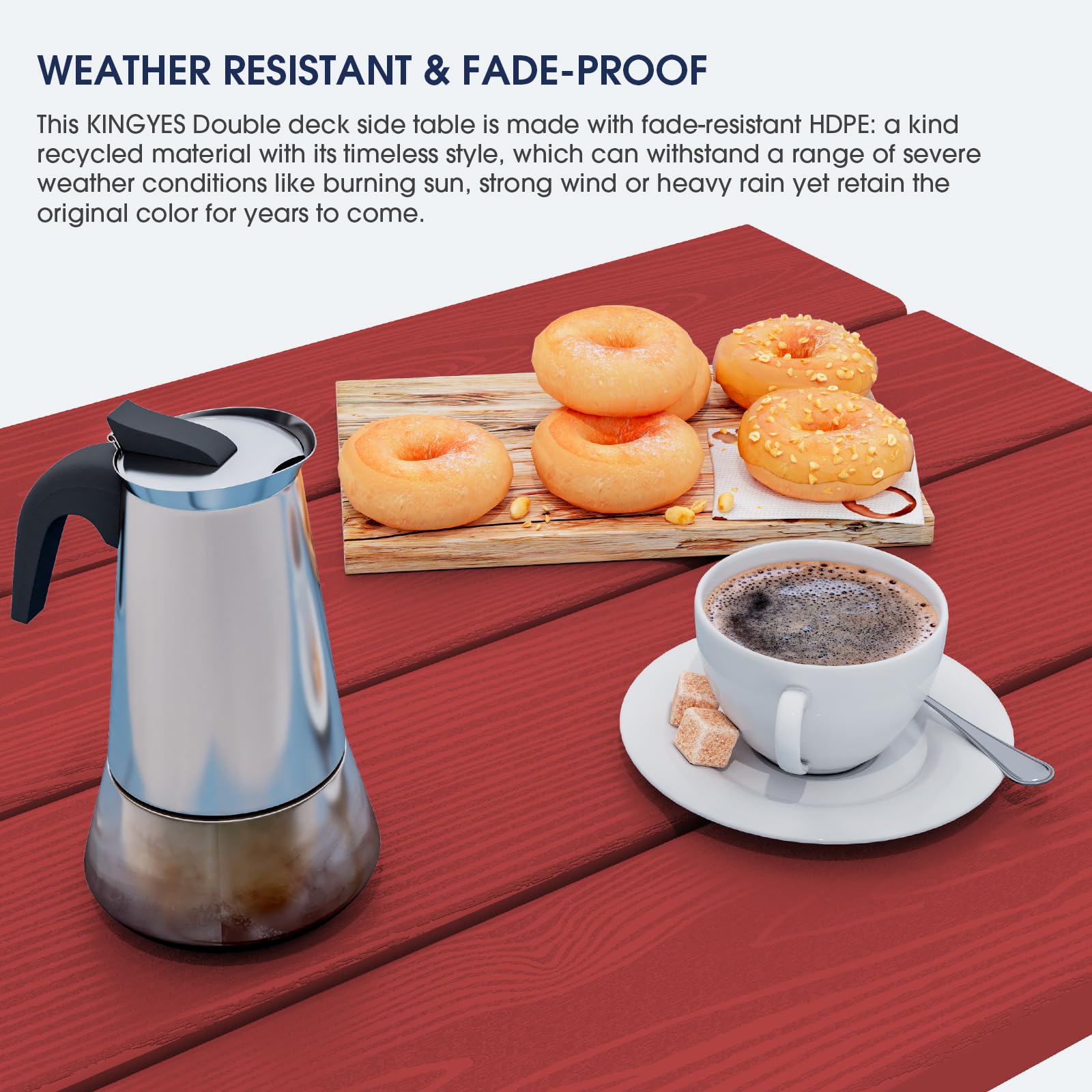 (Similarly)KINGYES Double Side Table, Adirondack End Table- Red