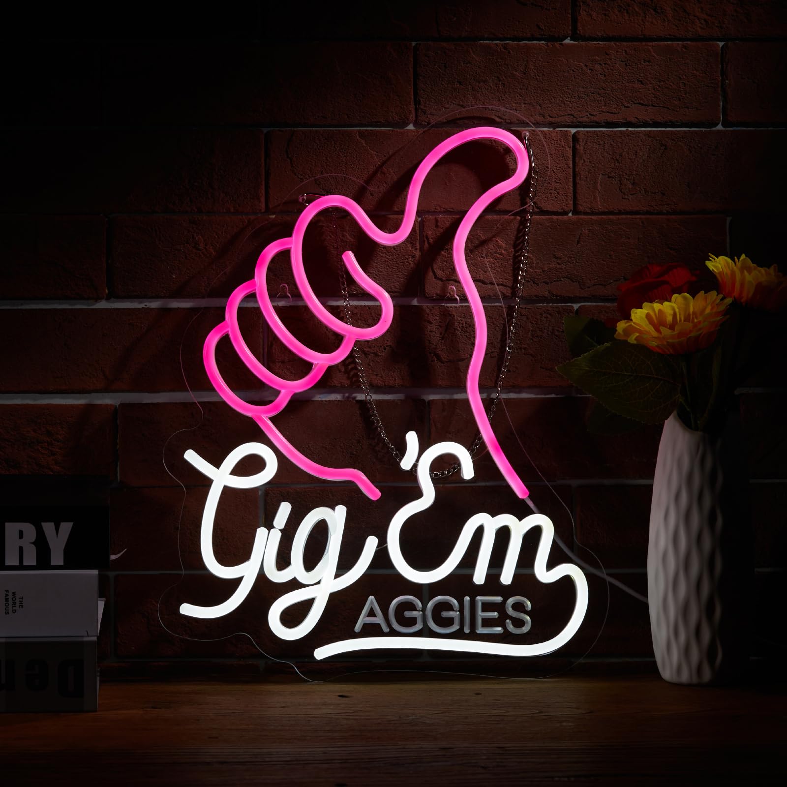 Amazon.com : ZODZ Gig EM Aggies Neon Sign for Wall Décor Howdy ...