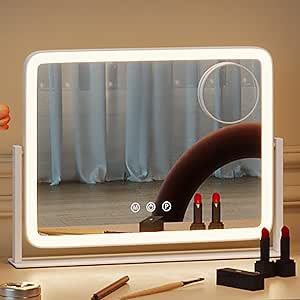 ZKIODV Makeup Mirror with Light, 28 x 39 cm LED Mirror, Plug in Vanity ...