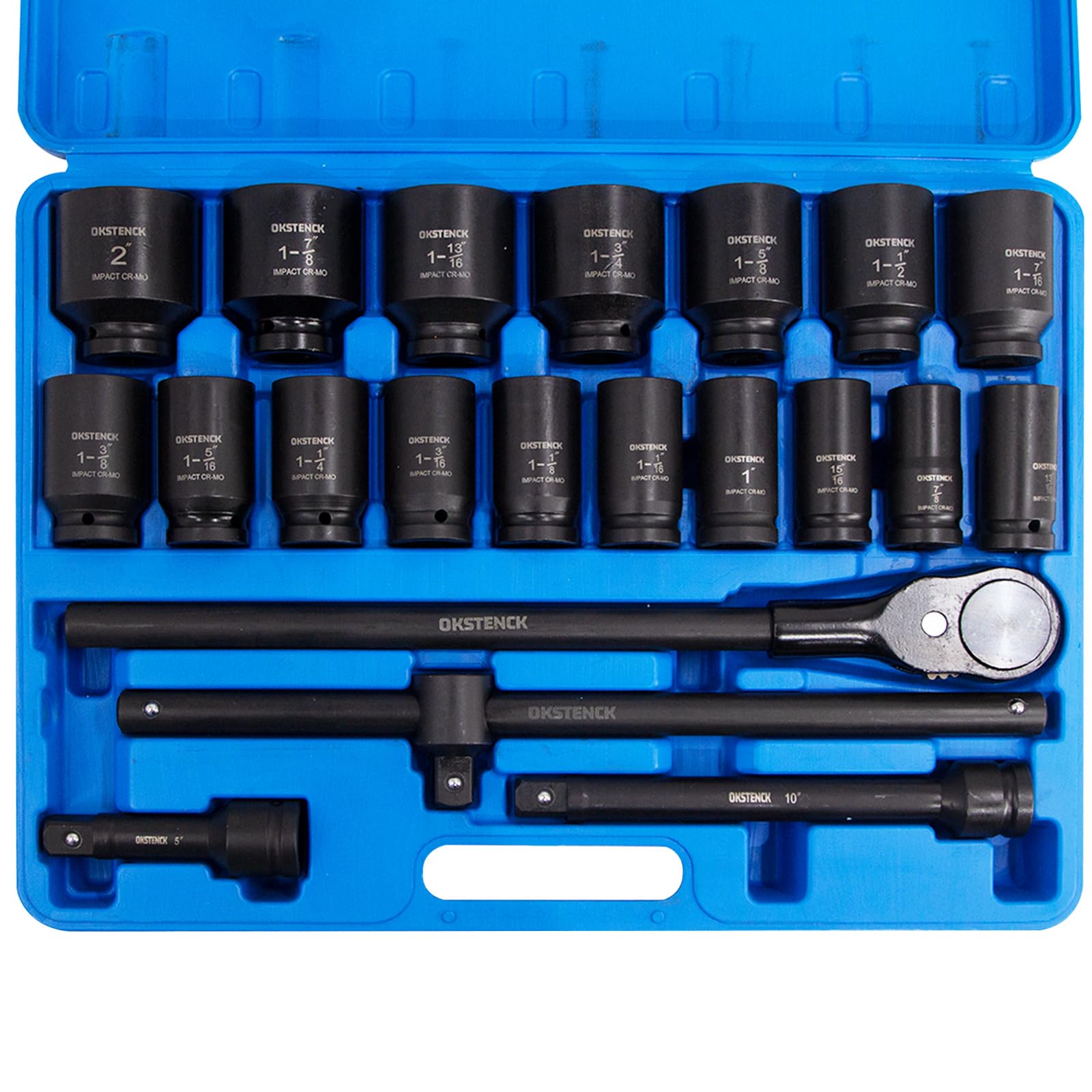 OKSTENCK 3/4" Impact Socket Set 22 Piece Standard Tool Sockets Set with ...