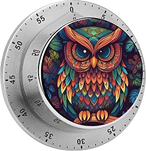 Amazon.com: Stainless Steel Timer,Color Owl Pattern Print Cooking Timer ...