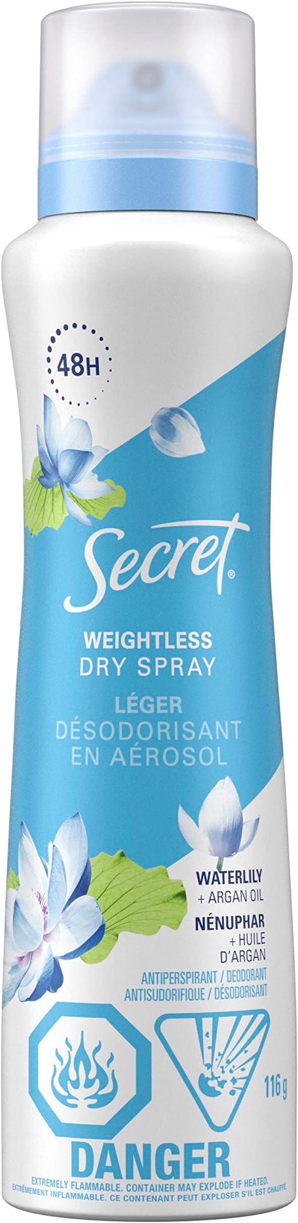 Secret Dry Spray Antiperspirant Deodorant, Waterlily and Argan Oil ...