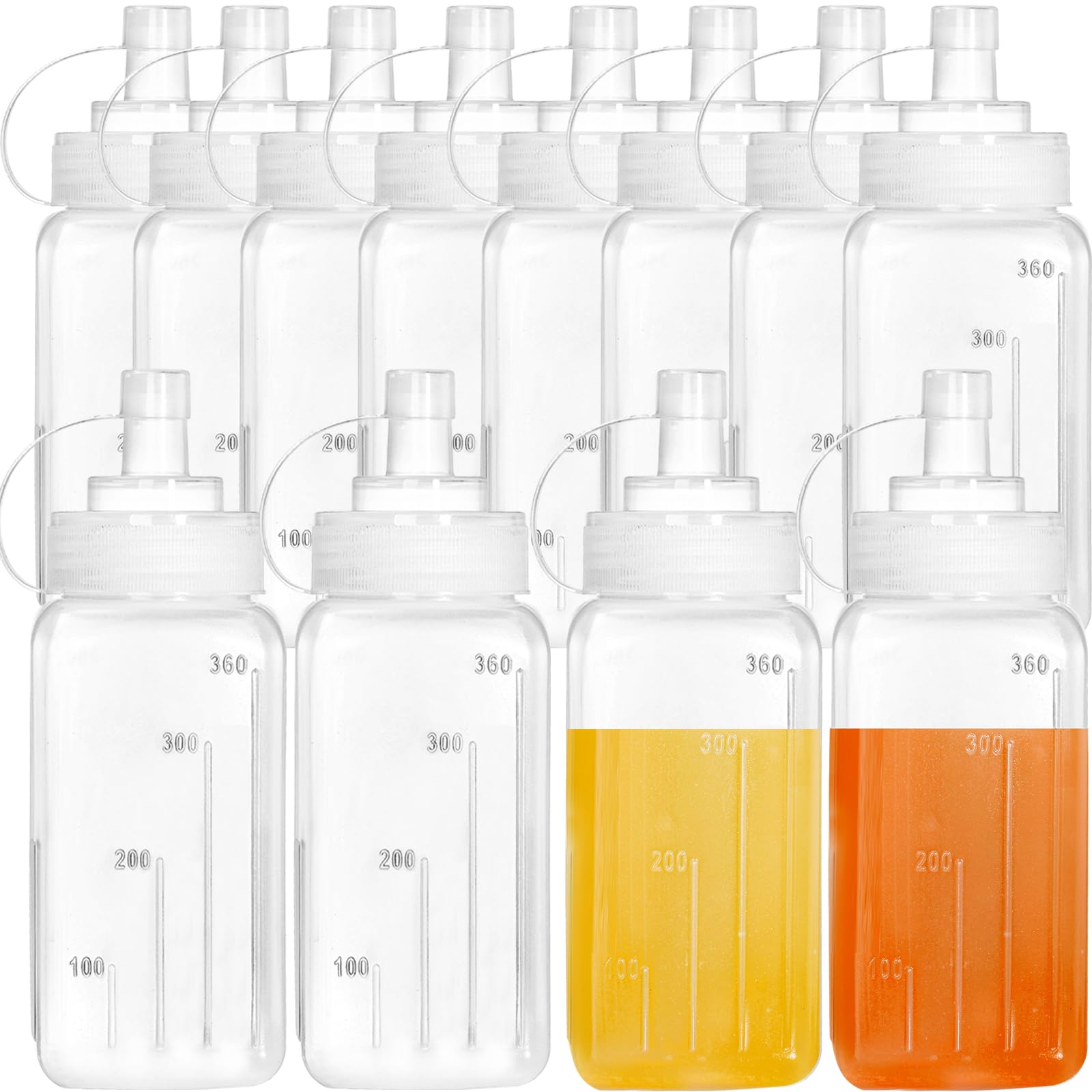 Amazon.com: Dicunoy 12 Pack 12 OZ Plastic Squeeze Bottles, Square ...