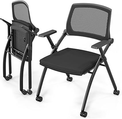 Amazon.com: VINGLI 2 Pack Stackable Conference Room Chairs with Wheels ...