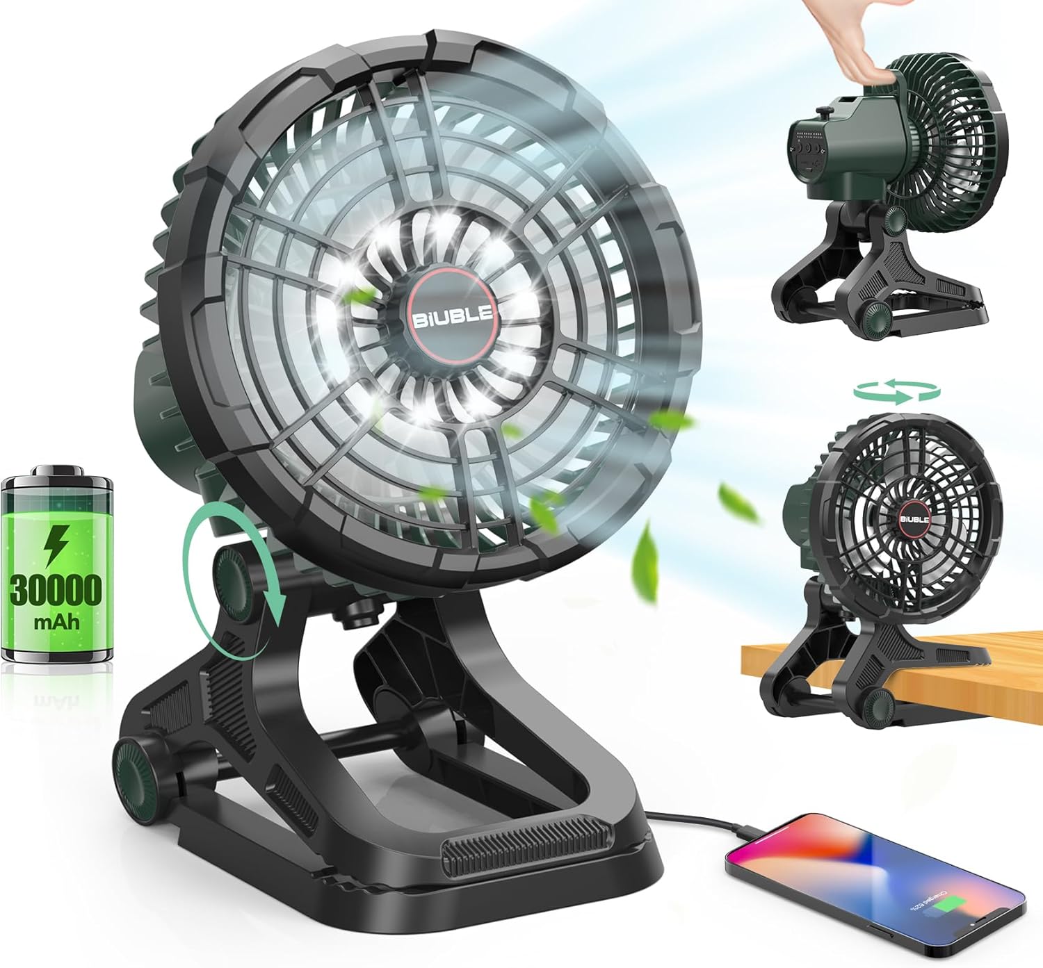 Amazon.com: 30000mAh Rechargeable Camping Fan with LED Lantern ...