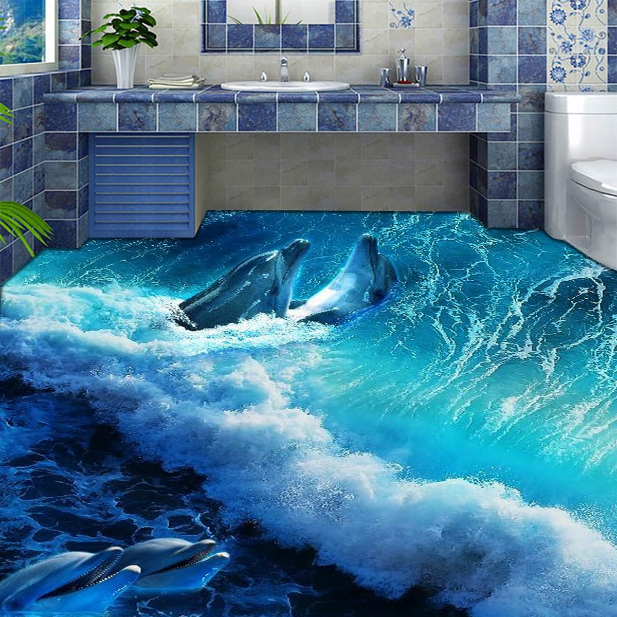 Amazon.com: ECYC 3D Water Waves Beach Ocean Waterproof Creative Floor ...