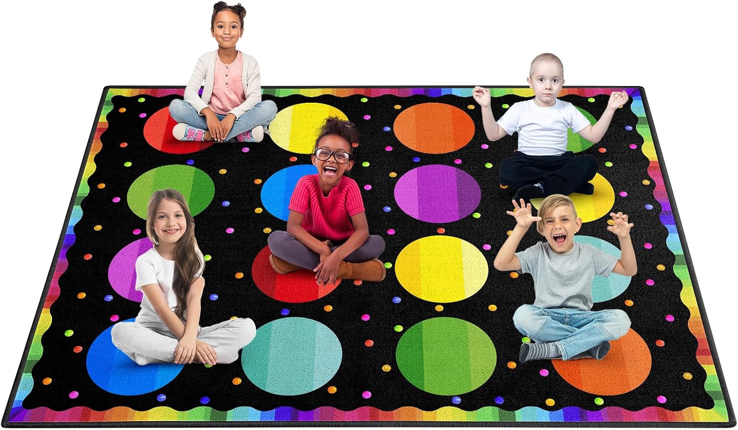 Amazon.com: Booooom Jackson Black Seating Classroom Rug for Kids Room ...