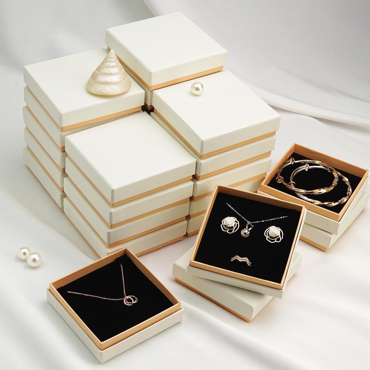 Amazon.com: Liheheca Cardboard Jewelry Boxes for Women Small Gift Box ...