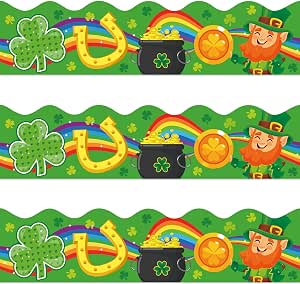 Amazon.com: 72 Feet St Patricks Day Bulletin Board Borders Leprechaun ...