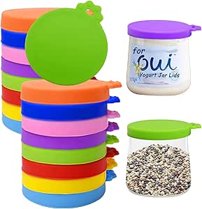 Amazon.com: Oui Lids - 20 Pack Reusable Silicone Jar Lids for Yoplait ...