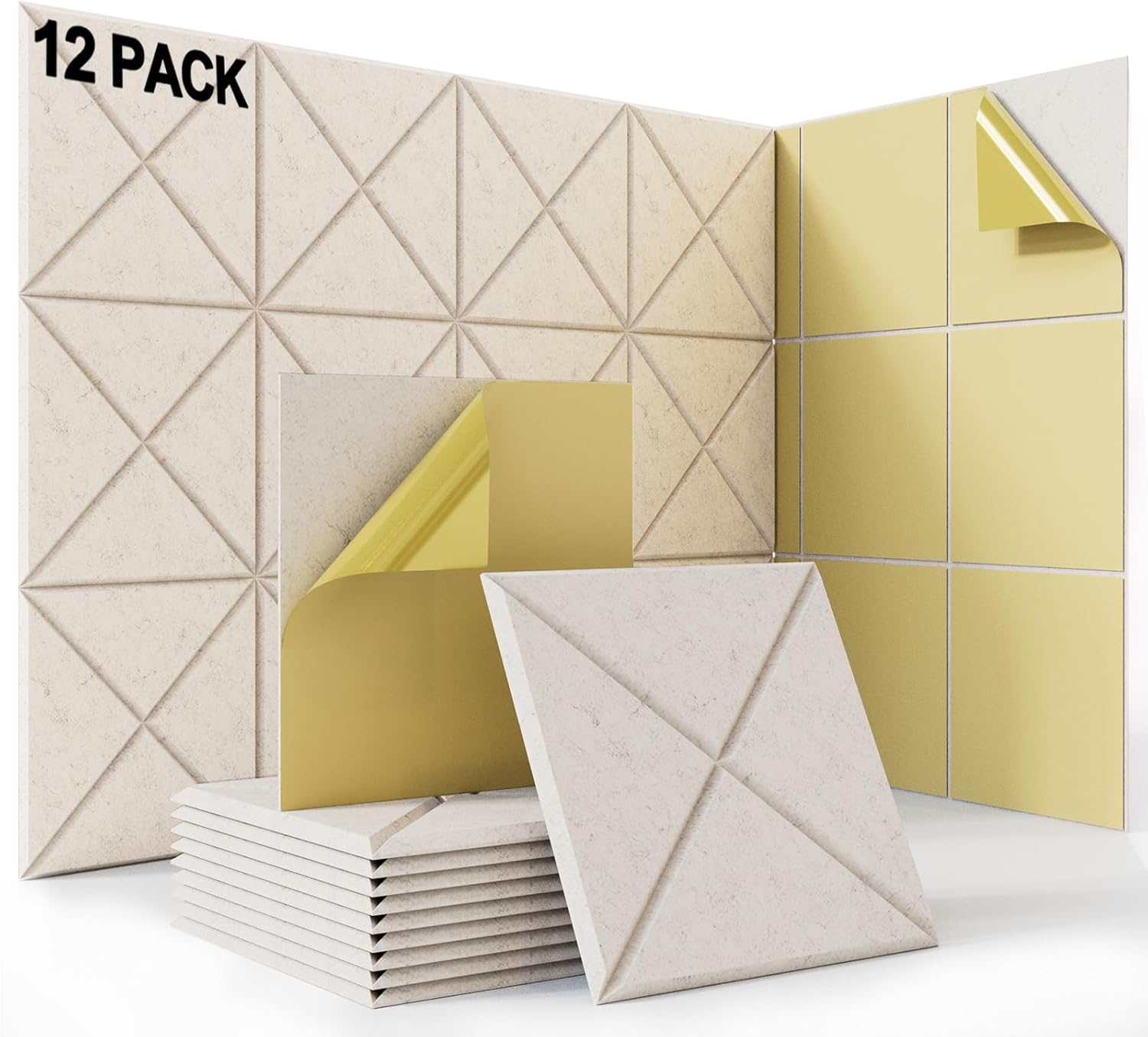 Amazon.com: Evenreach 12 Pack Acoustic Panels Self-Adhesive, 12''X 12 ...