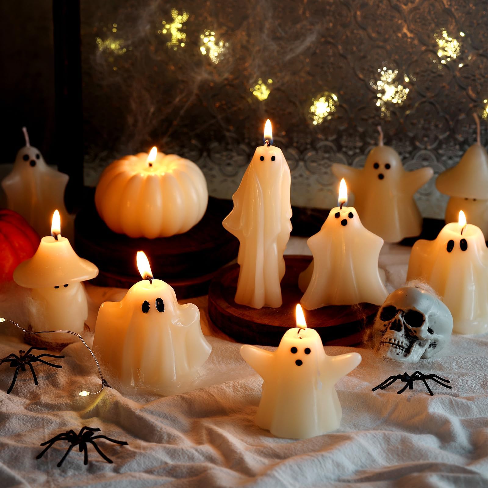 Amazon.com: Jutom 40 Pieces Halloween Candles Decor Spooky Ghost ...