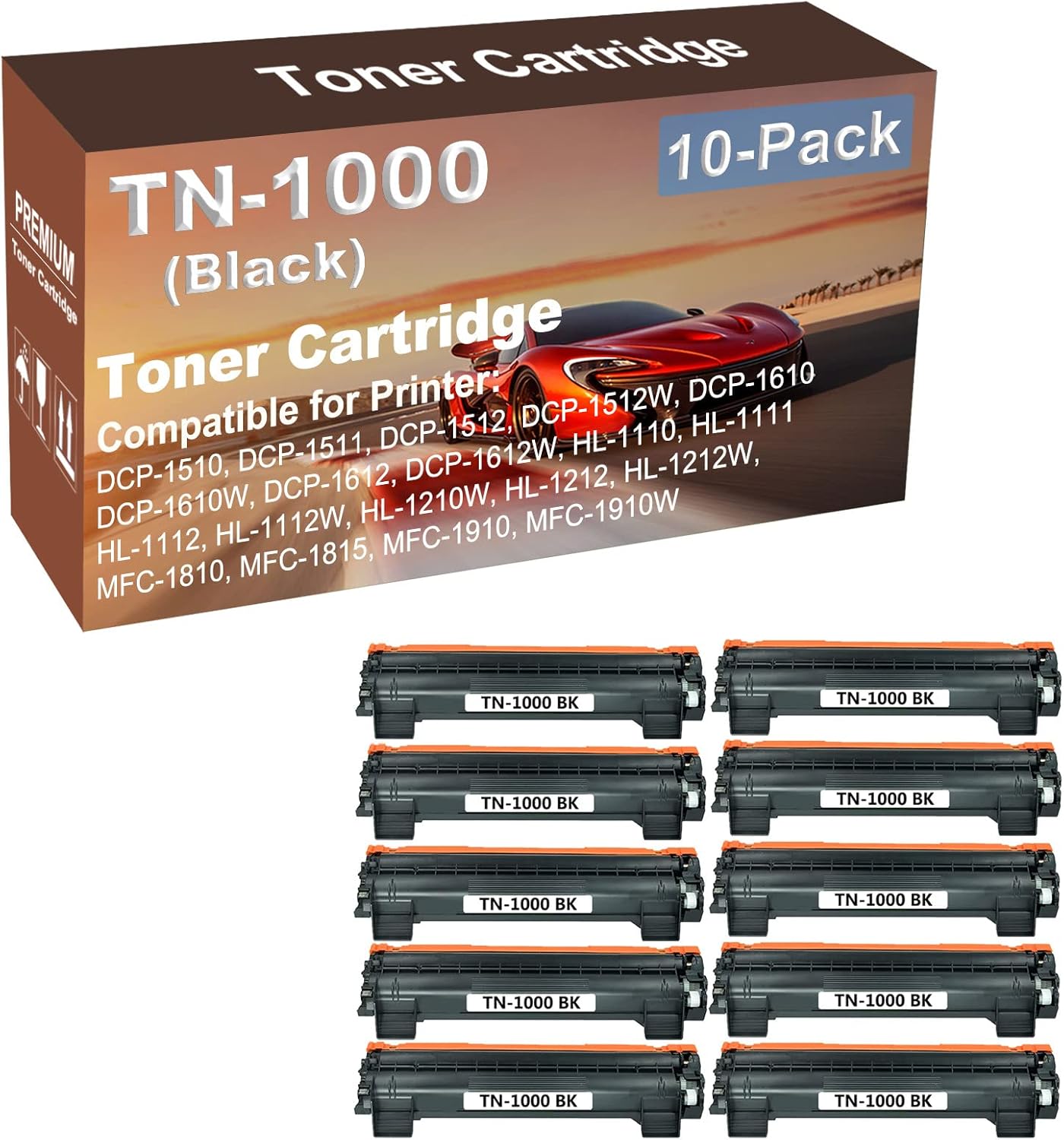 Amazon.com: 10-Pack Compatible High Capacity TN1000 Toner Cartridge use ...