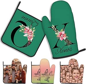 Amazon.com: Custom Oven Mitts Pot Holders Personalized Name and Photo ...