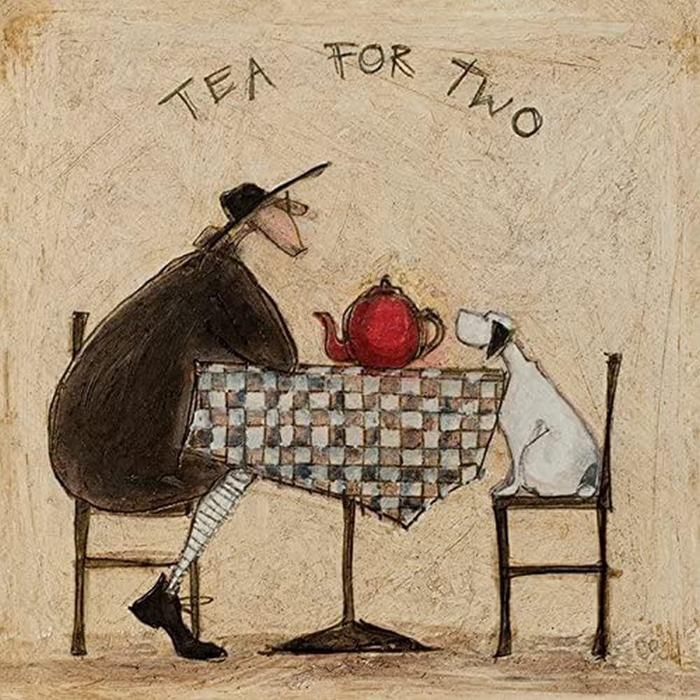 Sam Toft AFWDC95099 "Tea For Two" Canvas Print, Cotton, Multi-Colour, 3 ...