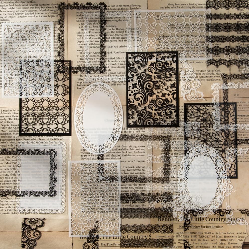 Amazon.com: 180 PCS Transparent Lace Stickers PET Transparent Photo ...