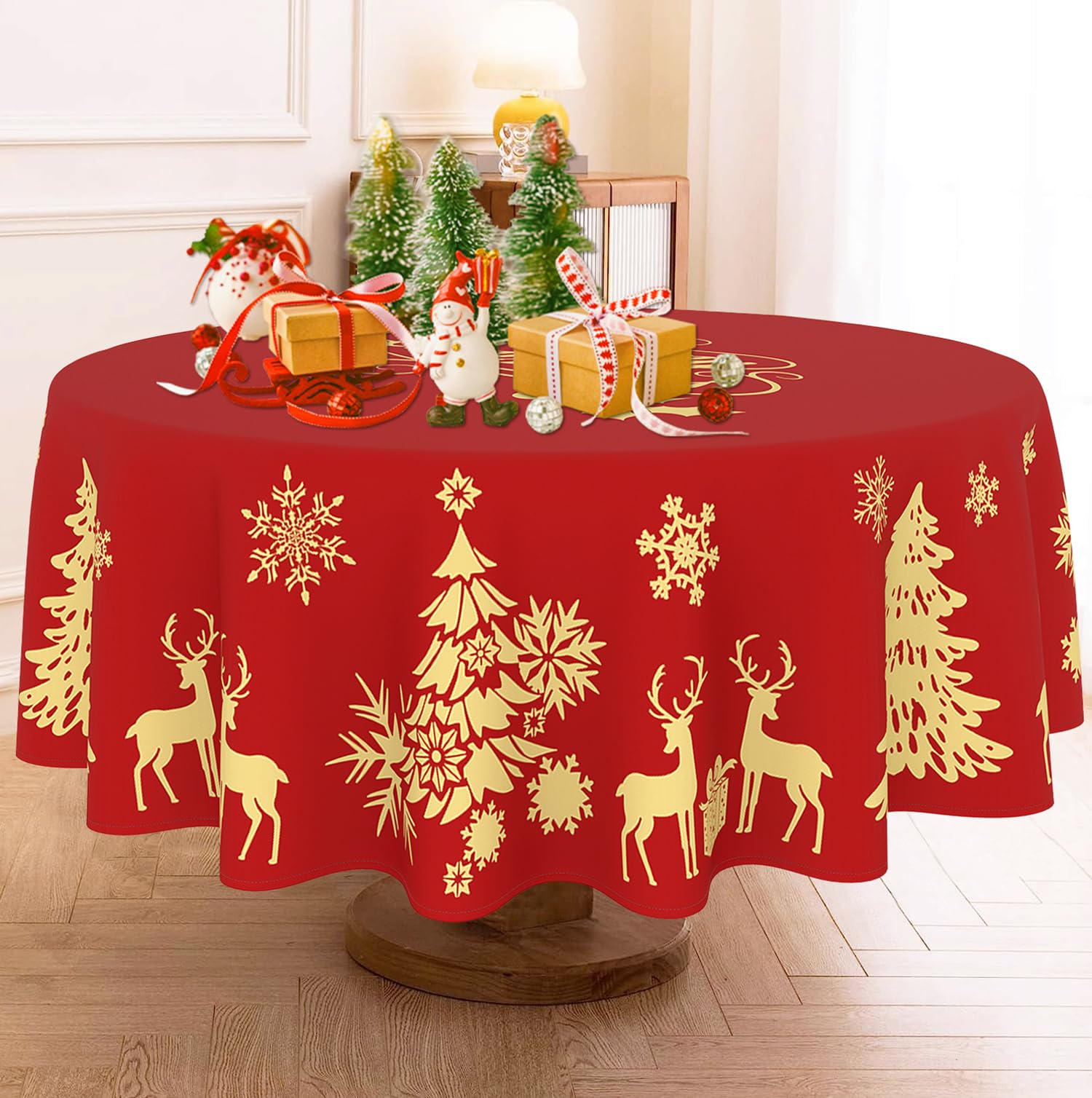 Amazon.com: Faptoena Merry Christmas Round Tablecloth 60 inch Christmas ...