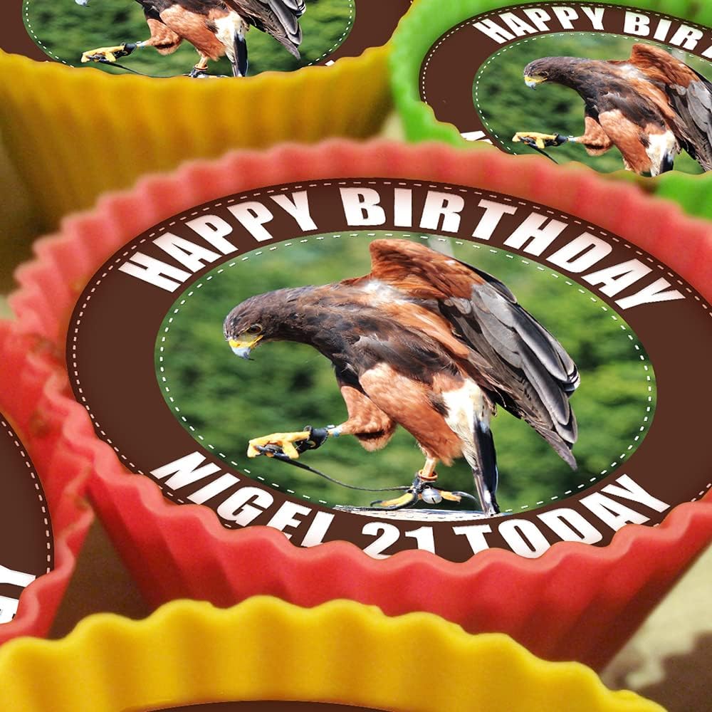 Hawk Bird of Prey - 20 x 5cm Personalised Edible Cupcake Toppers on ...