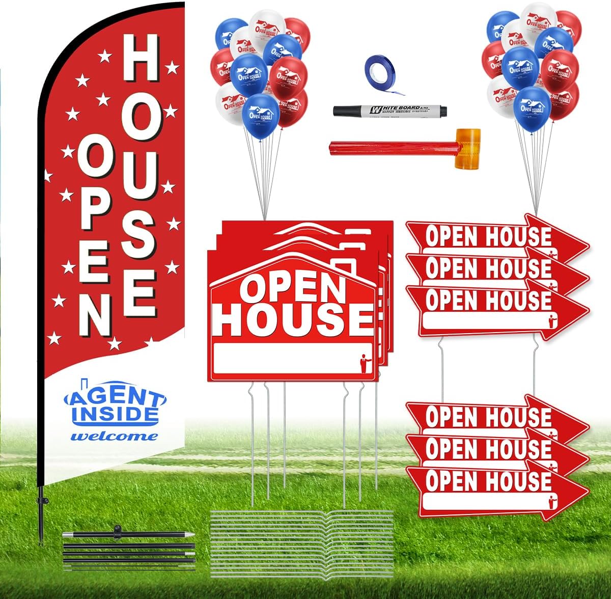 Amazon.com : 56 Piece Open House Signs for Real Estate Kit, 1 Open ...