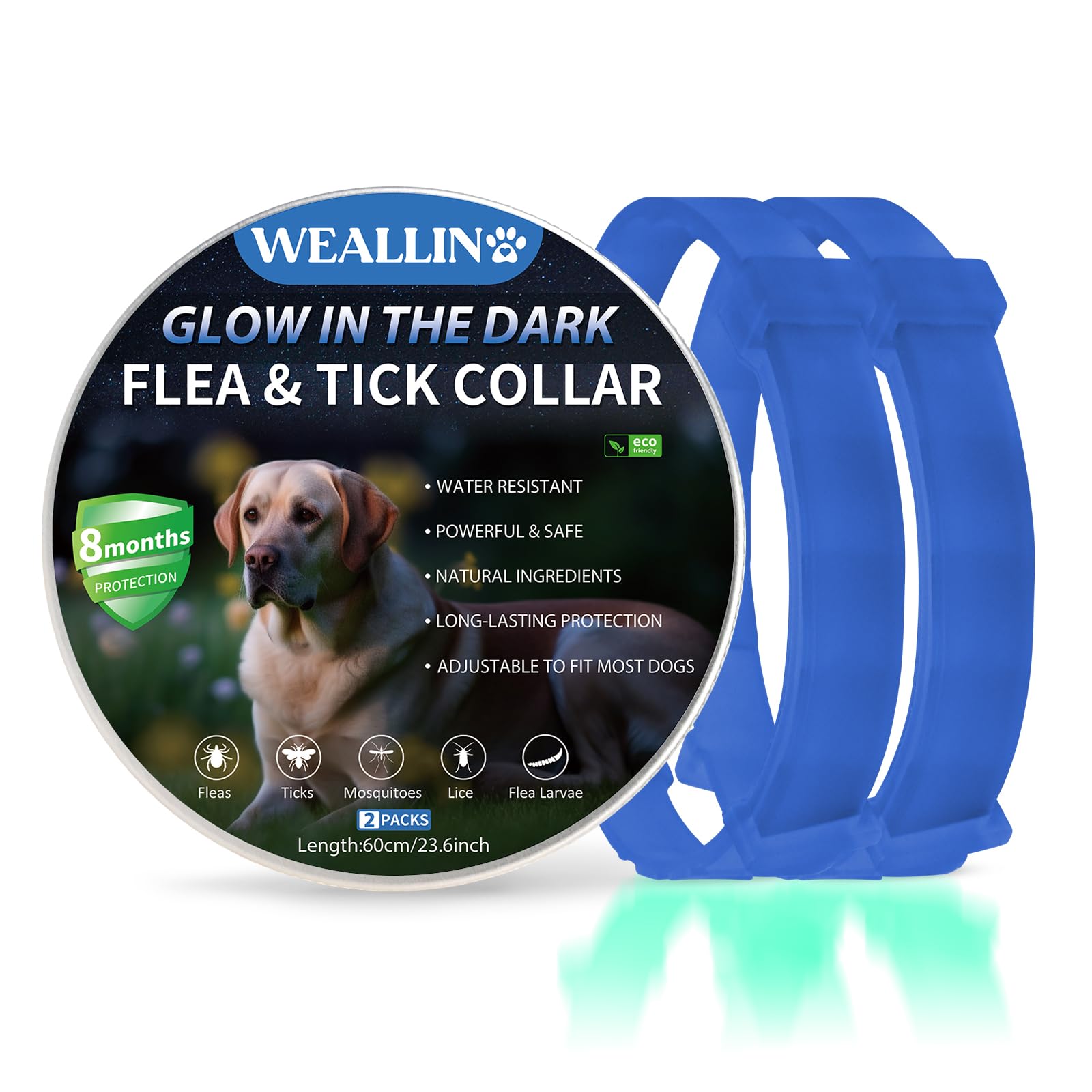 WEALLIN Glow Repellent Collar for Dogs Repellent, Built-in Pant-Based ...