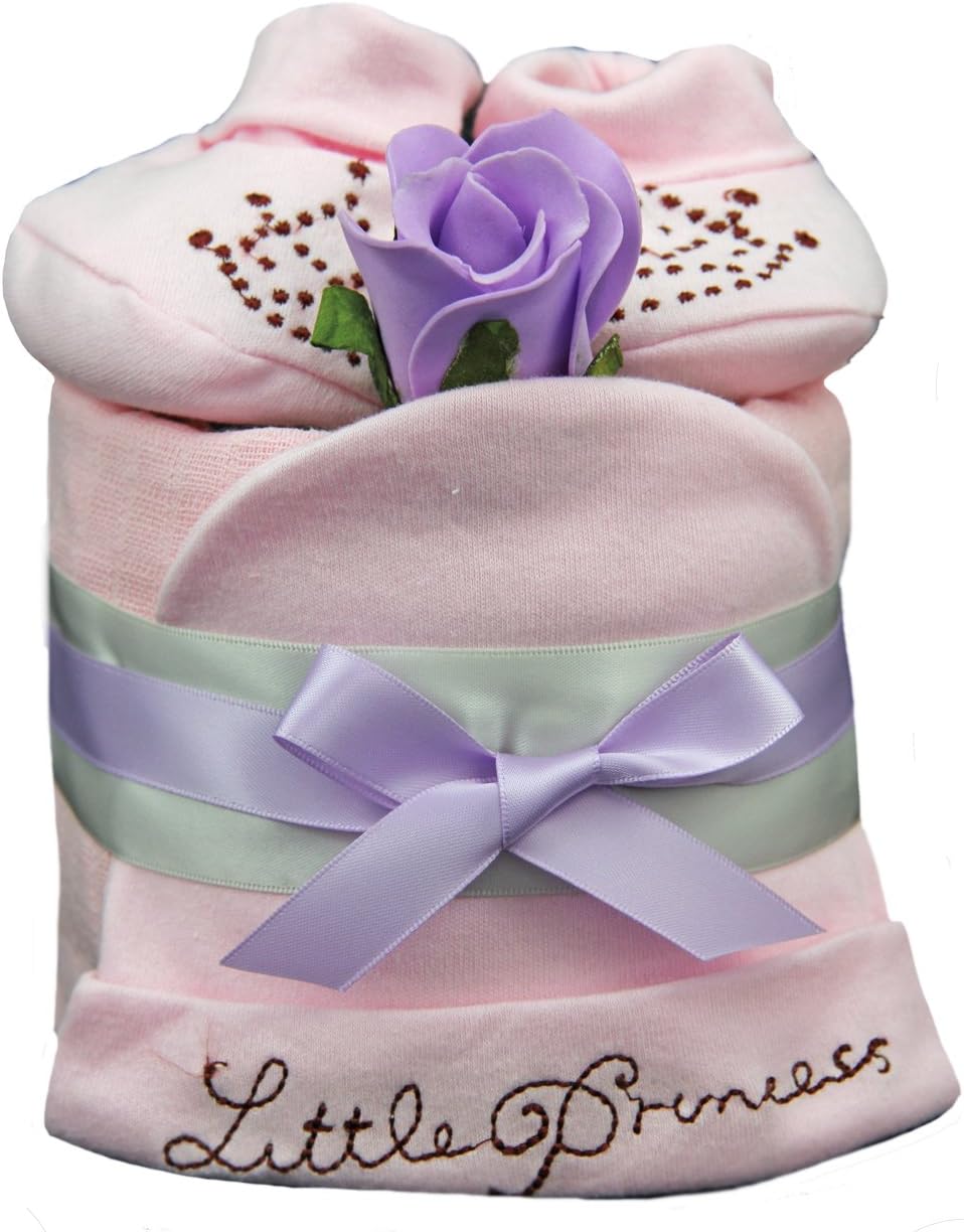 New Pink Lilac & SIlver 1 Tier 'Little Princess' Nappy Cake for Baby ...