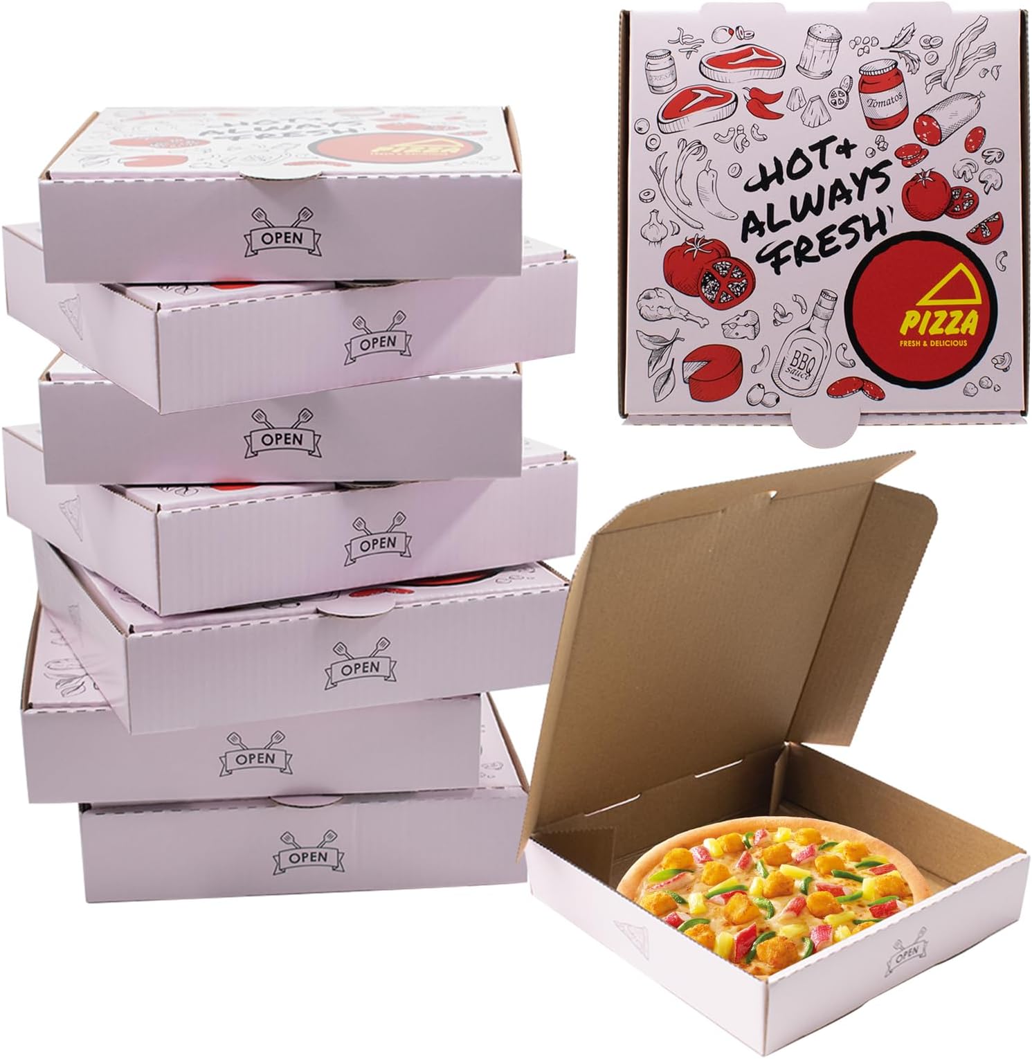 Amazon.com: 12 PCS Pizza Boxes, 10 x 10 x 1.6 Inch Kraft Corrugated ...