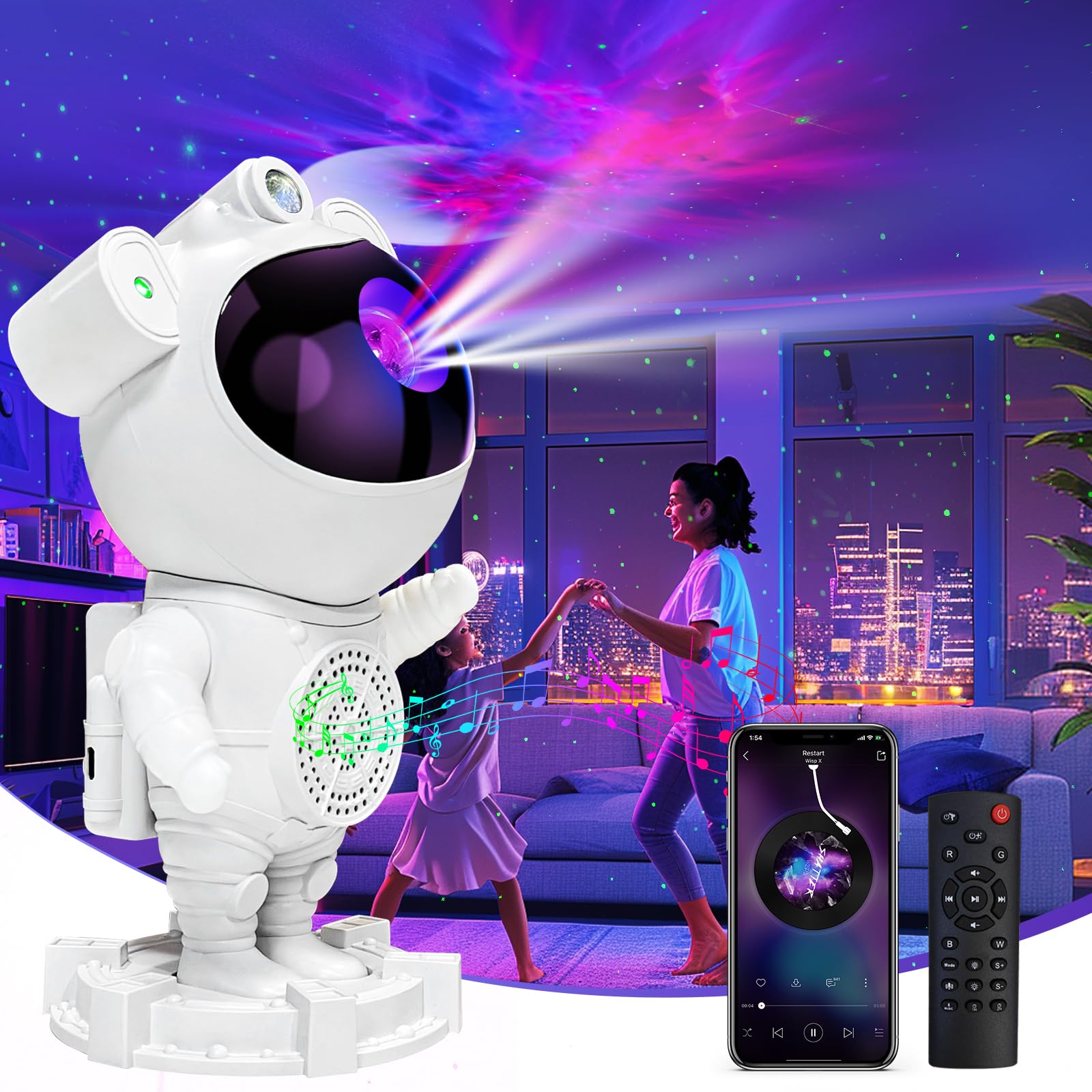 Star Projector, Galaxy Night Light, Spaceman Night Light with Timer ...