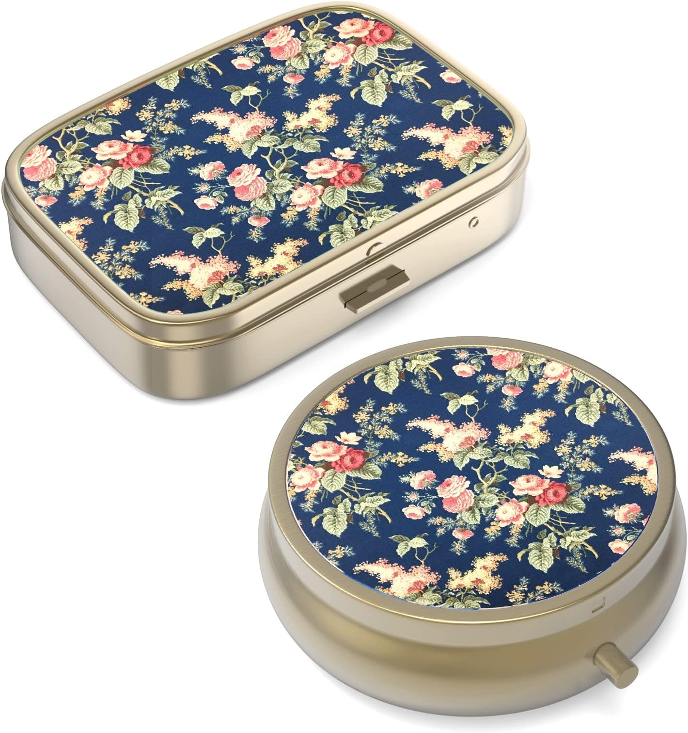 Amazon.com: Pill Box Bronze Medicine Pill Organizer,Portable Pill Box ...