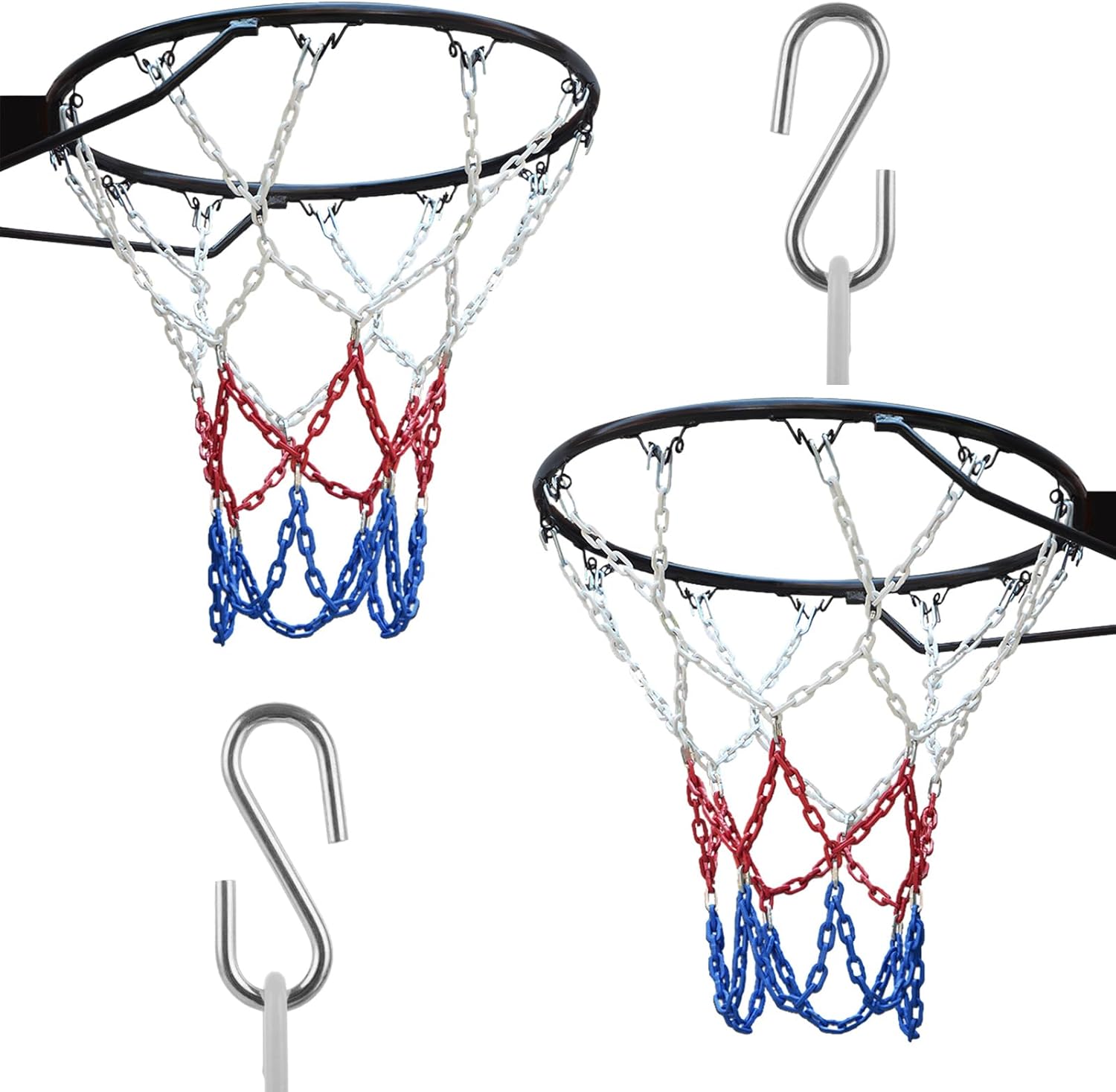 Amazon.com : CYEAH 2 Pcs Heavy Duty Chain Basketball Net Replacement ...