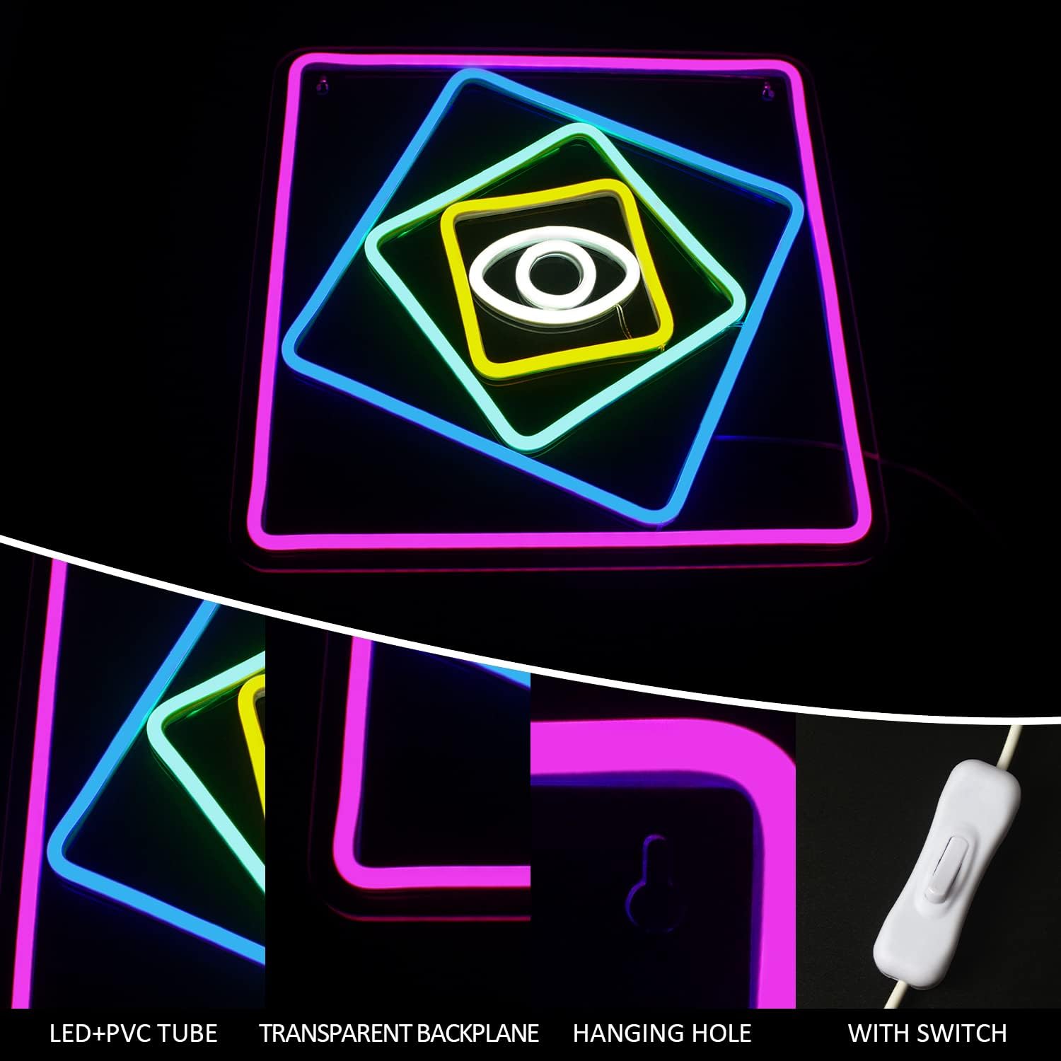 Letrero de neón con forma de ojo con forma de ojo, letrero de neón ...