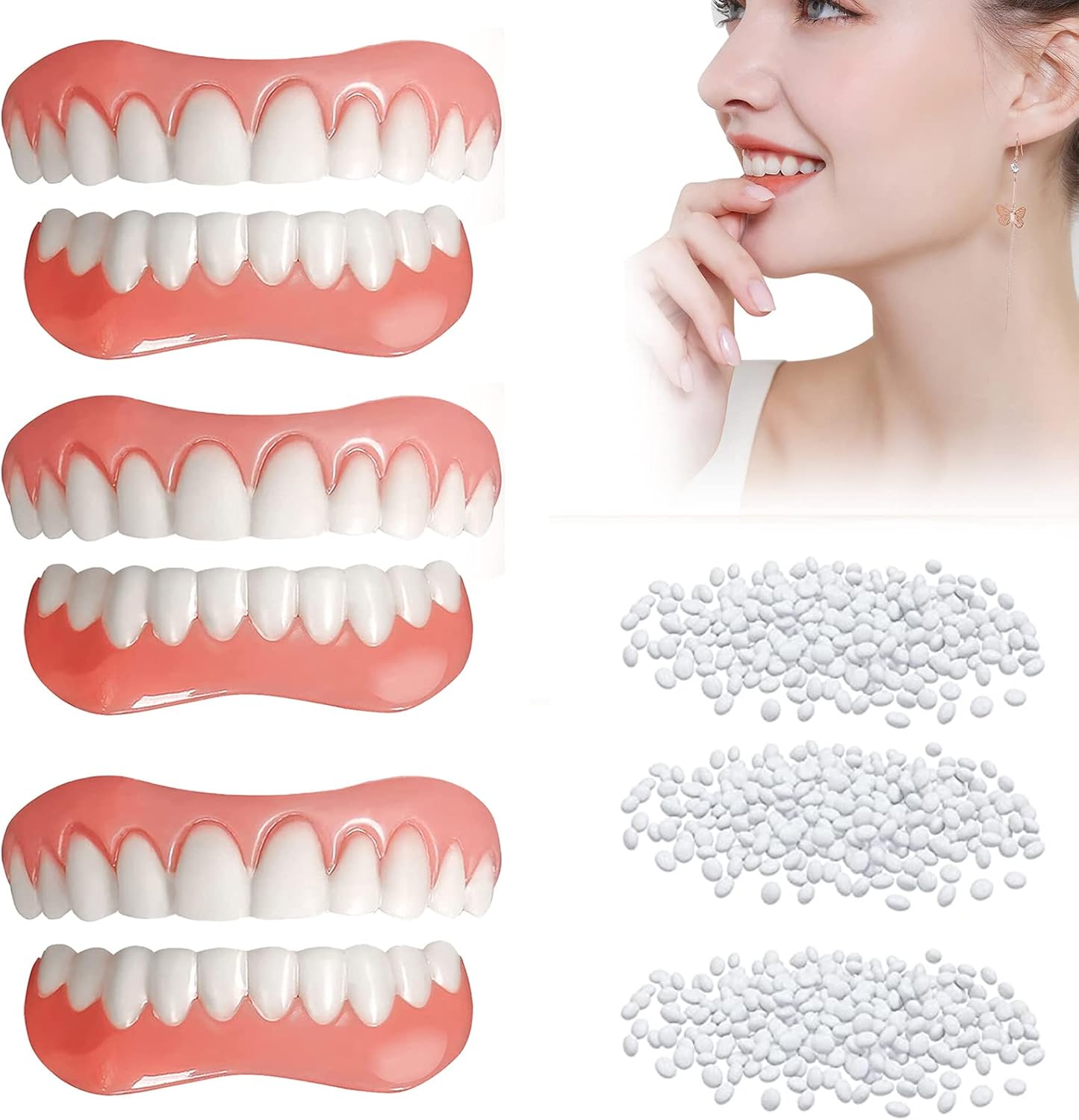 Amazon.com : Fáke Têeth, 6 PCS Cosmetic Fake Teéth for Upper and Lower ...