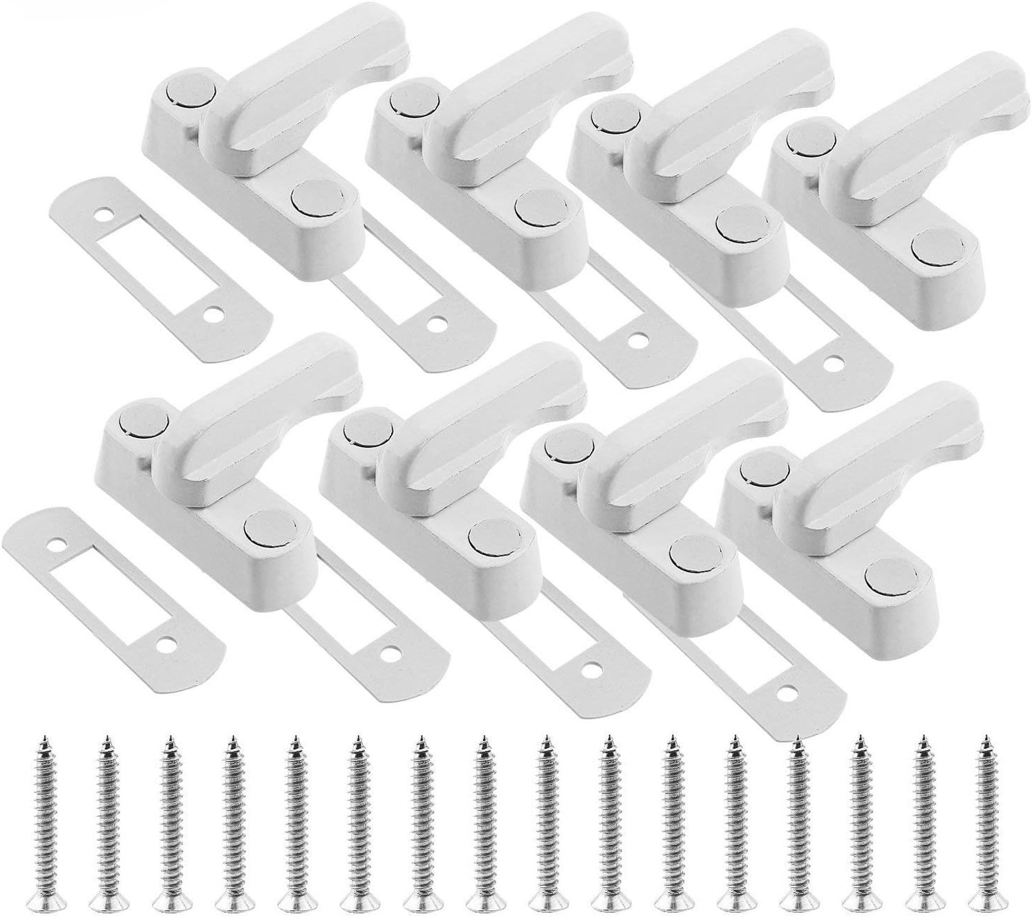 Pingranso 8 Pack Sash Jammers + Fitting Screws, White Strong Zinc Cast ...