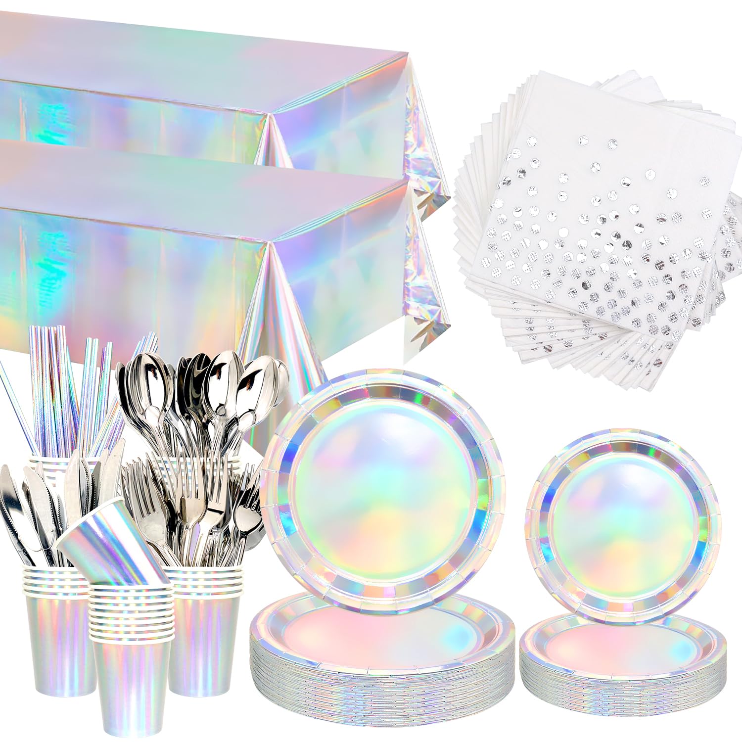 Amazon.com: 402 Pcs Iridescent Party Decorations, Shiny Birthday Party ...