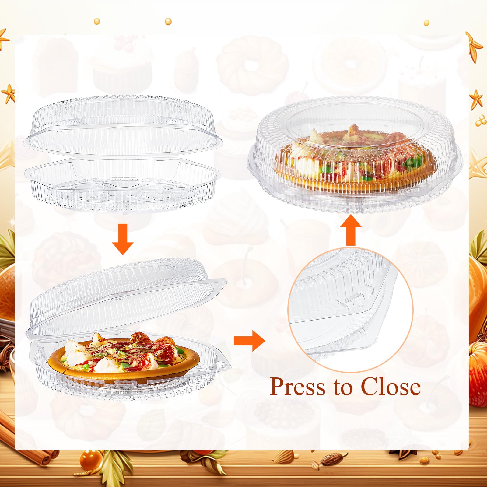 Snapklik.com : Soaoo 100 Pcs 9" Disposable Plastic Pie Container