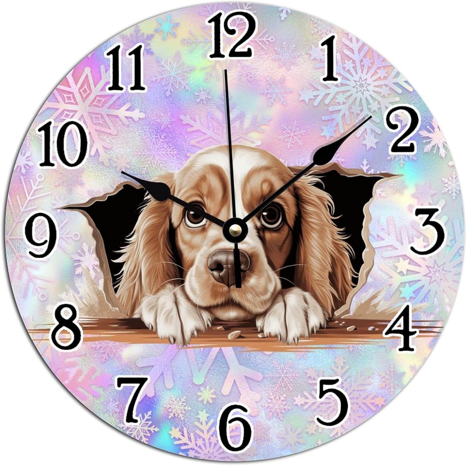 Amazon.com: Vinisong American Cocker Spaniel Clock for Wall Peeking Dog ...