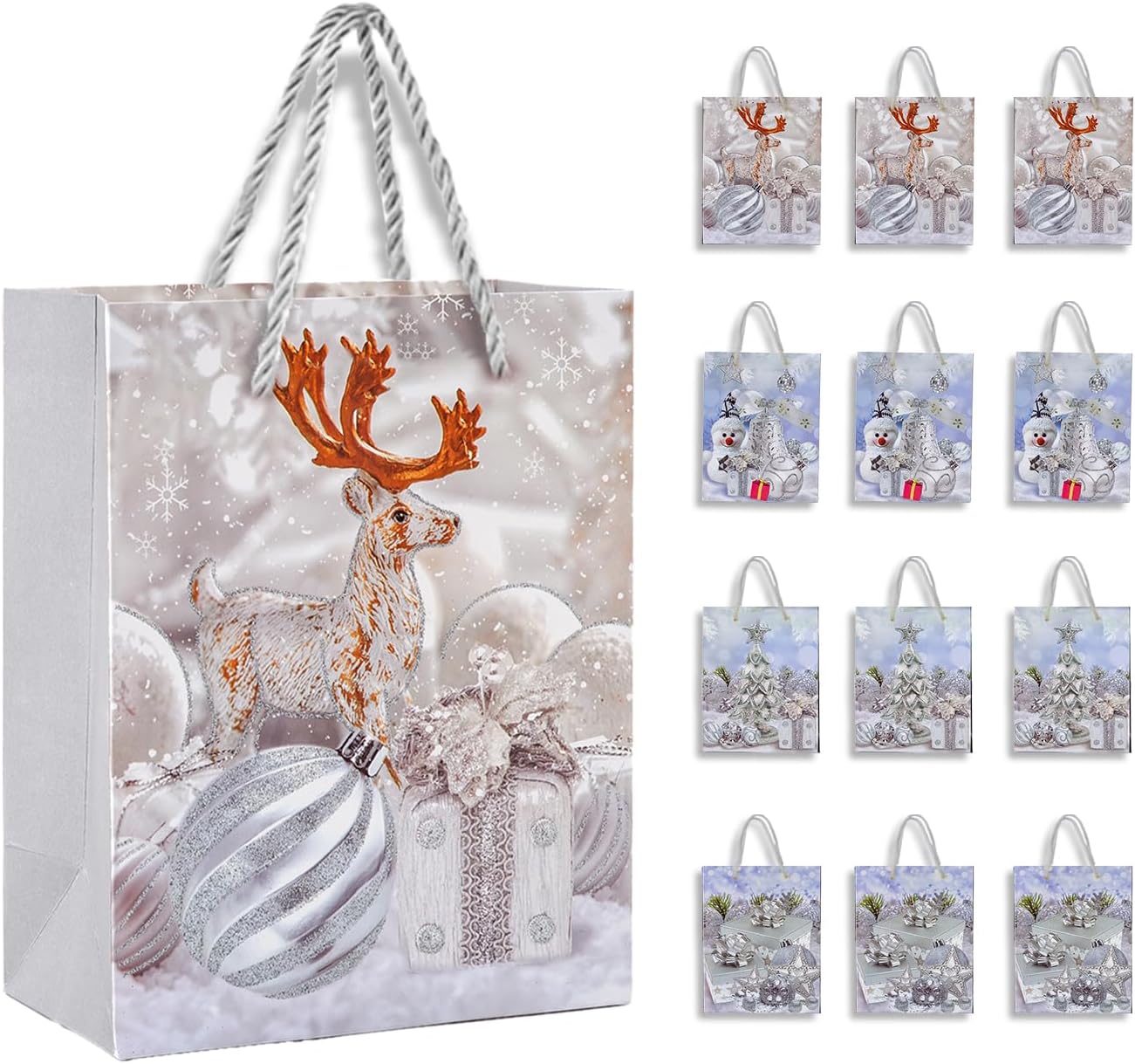 Amazon.com: Fizzy and Folly Pack of 12 Gift bags with Handles Christmas ...